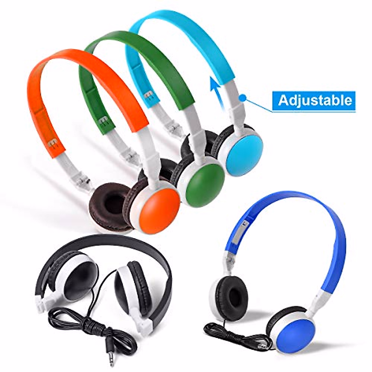Keewonda Bulk Headphones for Classroom 10 Pack Wholesale Students Headsets KW-N10 Mixed Color Durable Children Headphones Earbuds for Kids for School