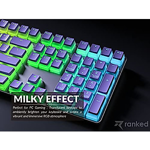 Ranked Pudding PBT Keycaps | 112 Double Shot Translucent ANSI US & ISO Layout | OEM Profile for RGB Mechanical Gaming Keyboard (Lavender)