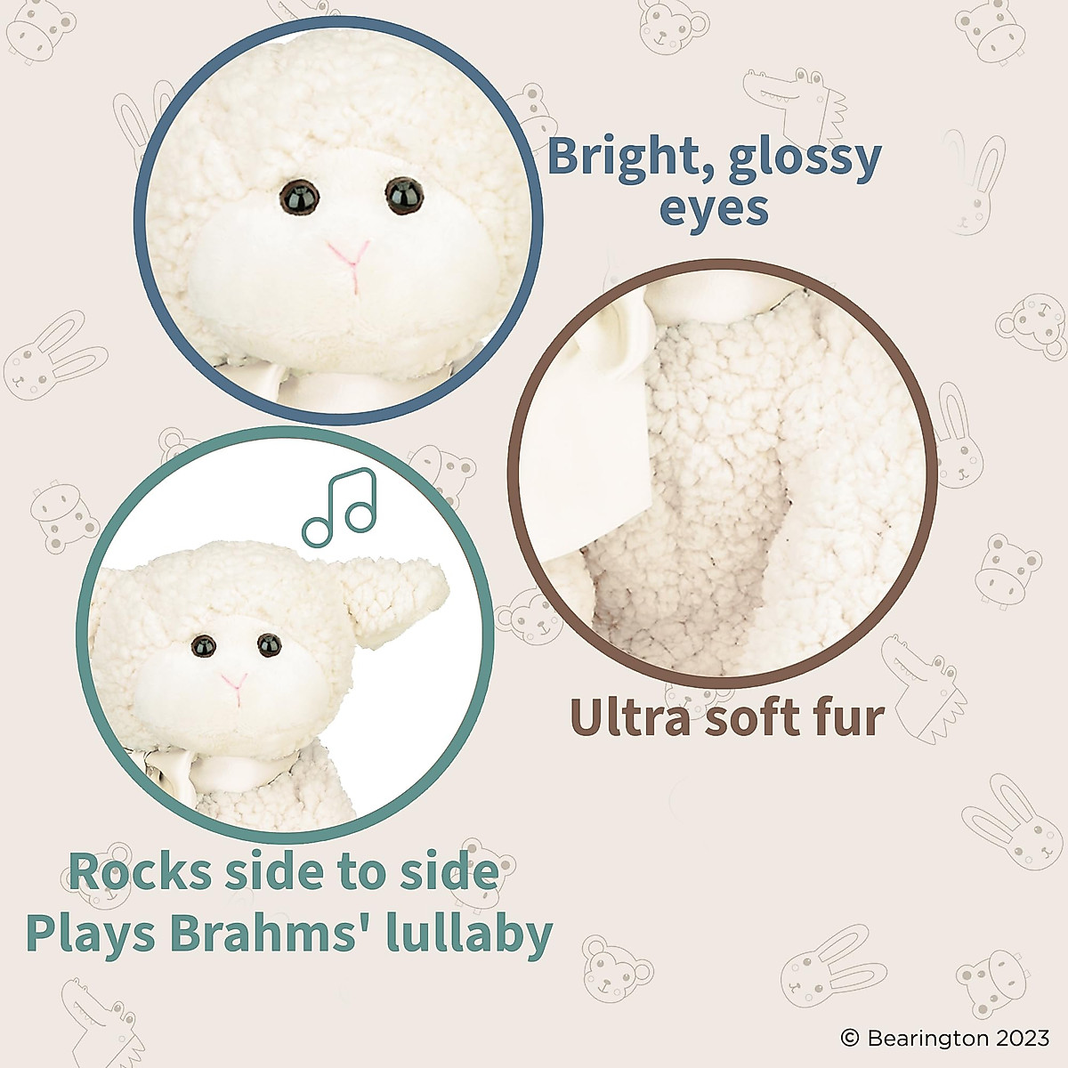 Bearington Baby Blessings Lullaby Musical Lamb White Plush Stuffed Animal, Adorable, Soft and Cuddly, Great Gift for Kids of All Ages, Birthdays, Holidays and Special Occasions Like Easter, 12 inches