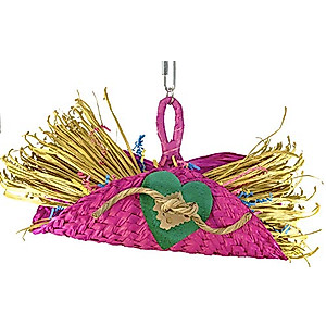 Bonka Bird Toys 950 Foraging Taco Shredding Parrot Toy, Brightly Colored Natural Raffia and Palm Leaf. Quality Product Hand Made in The USA.