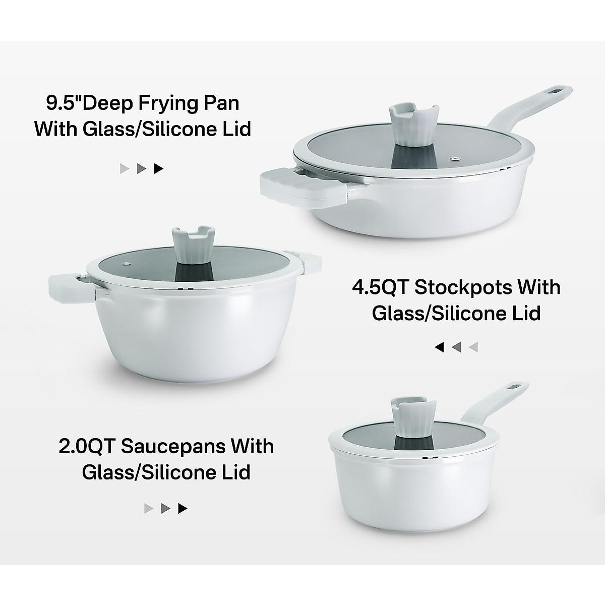 Innerwell Pots and Pans Set Nonstick - 6 Pcs Cookware Set with Detachable Handle, Nonstick Ceramic Coating Deep Frying Pan & Saucepan & Stockpot, Dishwasher & Oven Safe, Suitable for All Stovetops