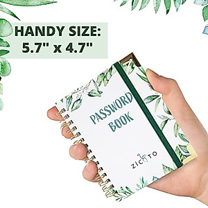 Simplified Greenery Password Book with Alphabetical Tabs - Pocket Sized Internet Password Keeper – Perfect Notebook w/Address Section to Get All Your Passwords and Recently Placed Orders Organized.