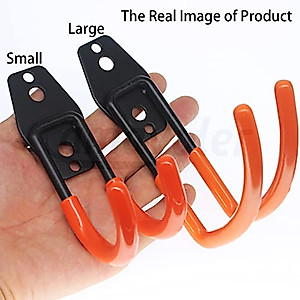 amavoler Wall Mount Helmet Hook Holder Orange,2 Large Double Iron Curved Hook Tools with Mounting Screws. A Good Home for Harley, Honda, Kawasaki, etc Helmet (Large Hook x2)