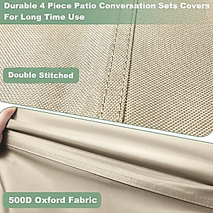 Gasadar Patio Furniture Cover Set, 4 Piece Outdoor Furniture Cover Waterproof, 600D Heavy Duty Lawn Patio Set Covers