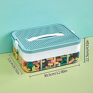 AEEISHOMEREFORM Toy Organizer Bins with Compartments, Building Blocks Storage, Storage Containers for Building Brick Storage, Plastic Stackable Organizer Bin Toy Chest (Green)