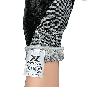 Zeluga 15-281M 13 Gauge Super Strong Liner 3/4 Coated Micro Foam and Seamless Knitted Nitrile Glove, Black/Grey Medium