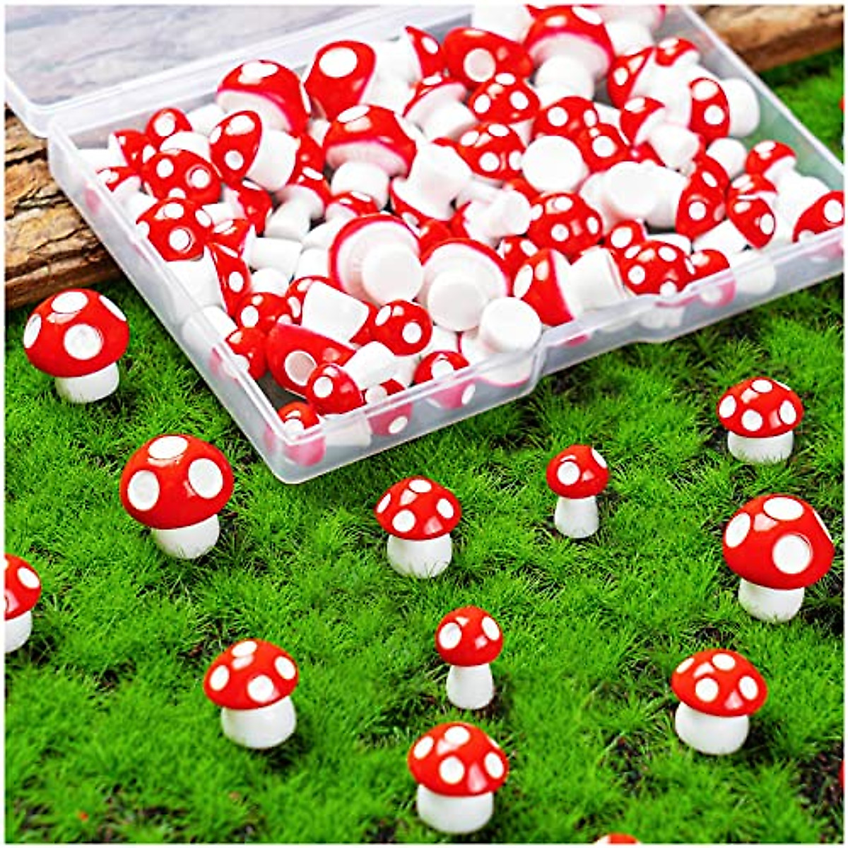 MGZTTHW Tiny Mushrooms for Crafts - Fairy Garden Mushroom - 60pcs Mini Resin Mushroom Decor- Fake Mushroom Miniatures Statue for Bonsai Micro Landscape Craft