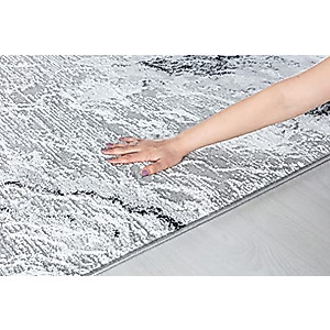 GLORY RUGS Modern Abstract Area Rug 8x10 Grey Black Large Rugs for Home Office Bedroom and Living Room