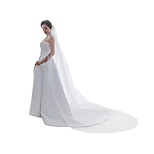 SAMKY 1T 1 Tier Plain Cut Edge Bridal Wedding Veil - Light Ivory Elbow Length 30" V555