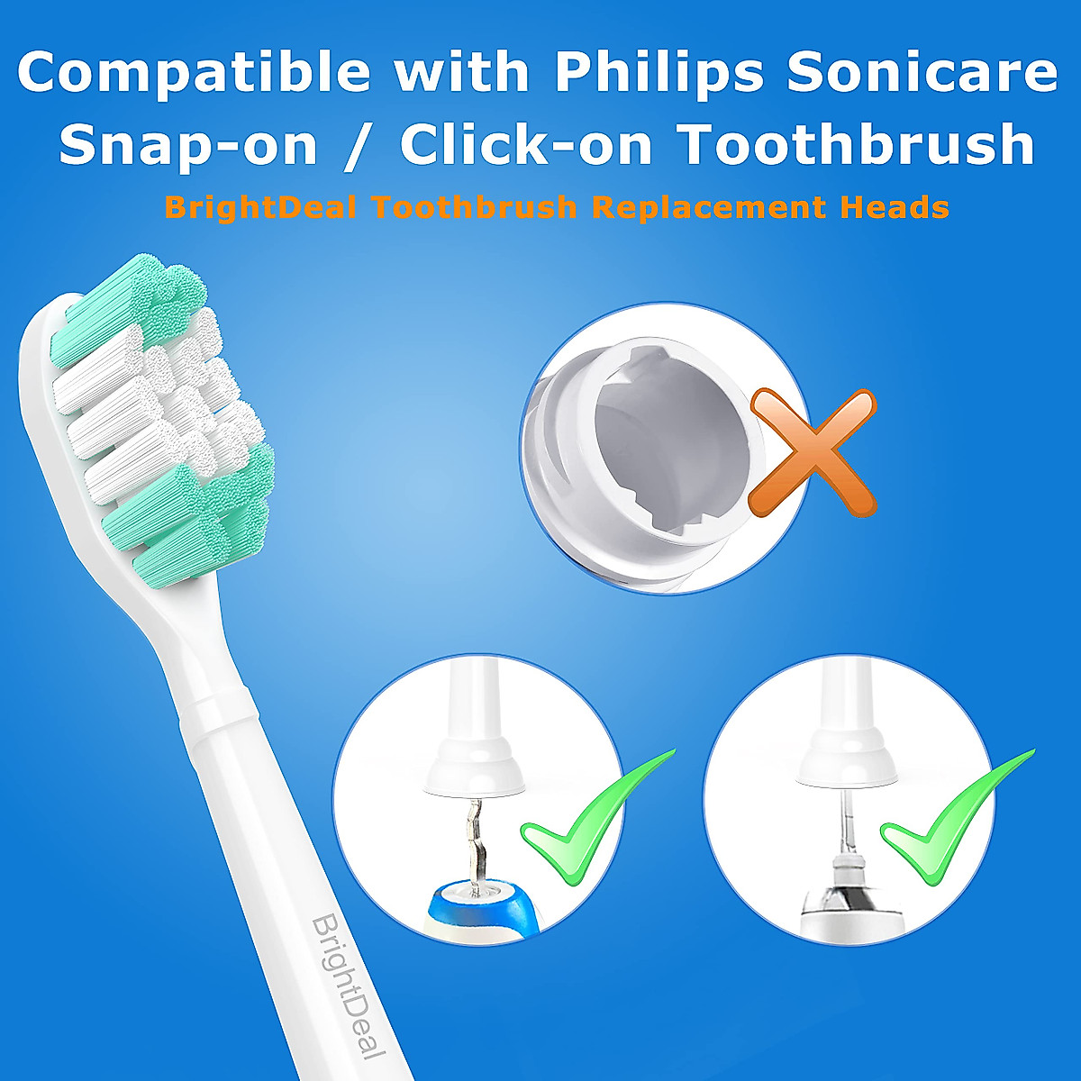 BrightDeal Replacement Toothbrush Heads for Philips Sonicare ProtectiveClean 4100 5100 6100 DailyClean DiamondClean EasyClean PowerUp Plaque Control Gum Health C2 G2 HX6817/01 HX6857/11 White, 4 Pack