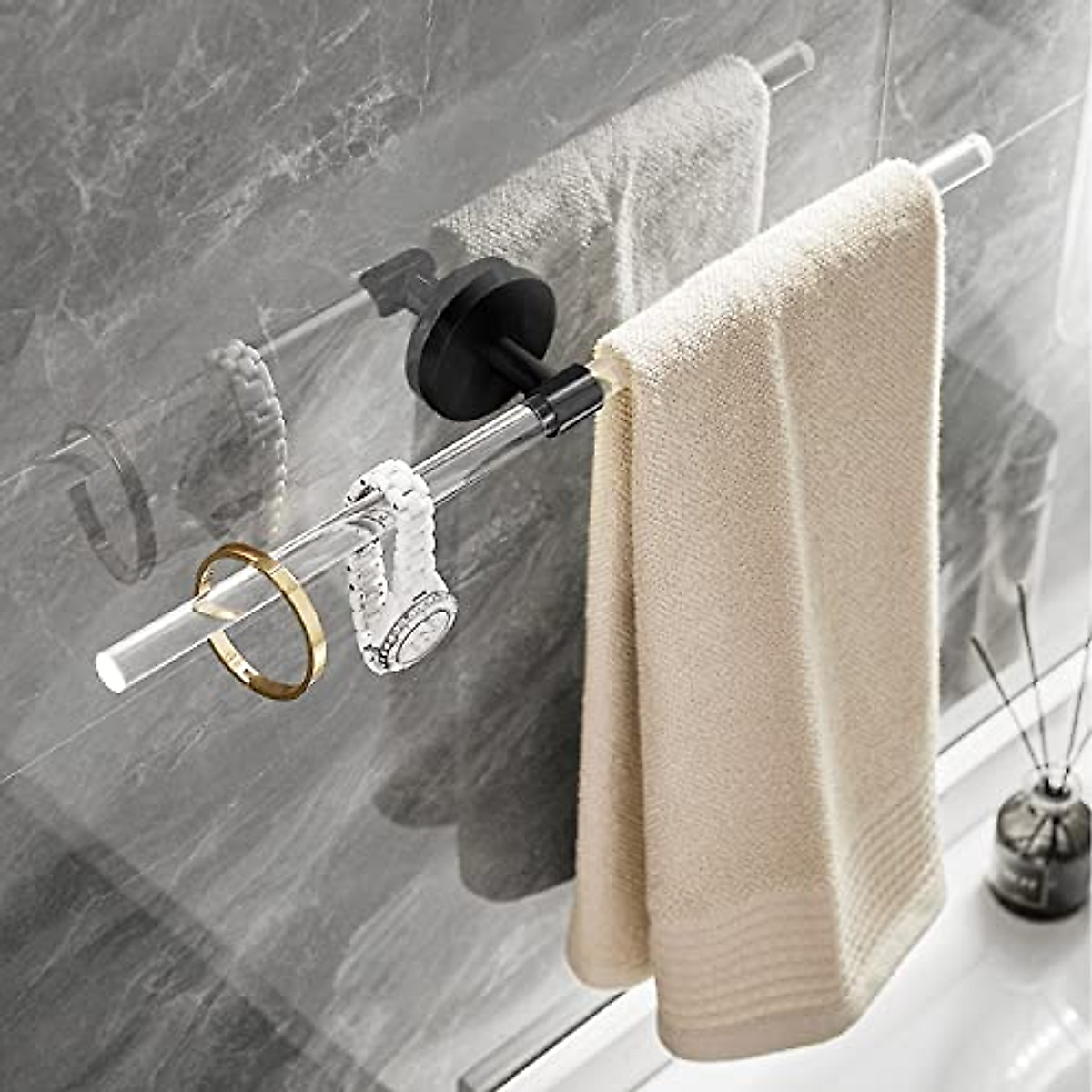 Towel Bar 23.6 Inches Matte Black Towel Rack for Bathroom Wall Mounted Kitchen Towel Holder Bathroom Accessories Hand Towel Bar…