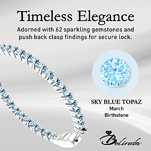 Belinda Jewelz - Hoop Earrings, Eternity Earrings with 62 Colored Gemstones, Birthstone Eternity Earrings Women, 925 Sterling Silver Women's Jewelry, Sky Blue Topaz Earrings For Women, 1.73”