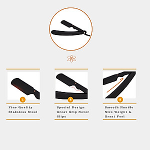 Straight Edge Barber Razor Professional Premium Salon Folding Men's Manual Shaver Cut Throat Black