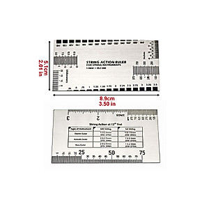Holmer Guitar Luthier Tools with 15 Blades Feeler Gauge Metric, String Action Gauge Ruler, Fingerboard Fretboard Radius Gauge Measuring Tool, 2 Fingerboard Guard Protectors. (Chrome)