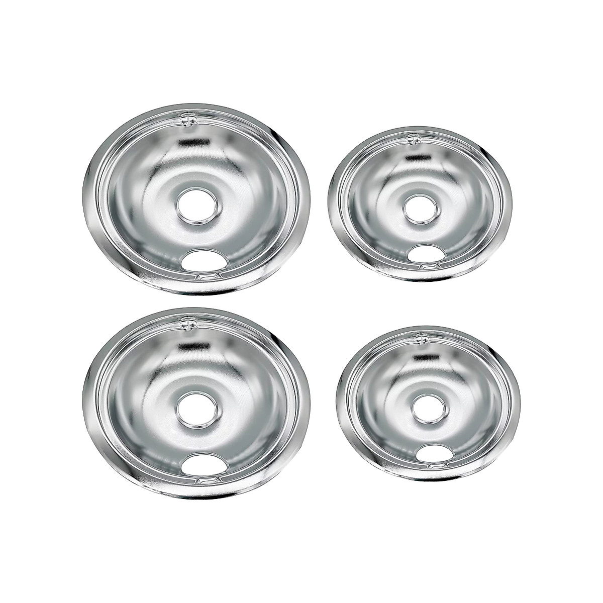Amazinpure WB31T10010 and WB31T10011 Replacement Chrome Drip Pans for GE/Hotpoint Electric Range with Locking Slot Includes 2 6-Inch and 2 8-Inch Pans, 4 Pack WB32T10008 WB32X10015 DP165 GE68C