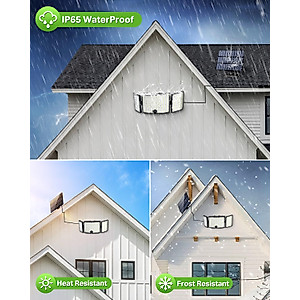 CLAONER Motion Sensor Outdoor Lights - 3500LM 234 LED Solar Outdoor Lights with Remote Control, IP65 Waterproof 3 Heads Flood Lights, 330° Lighting Angle Solar Security Lights with 16.4ft Cable 2 Pack