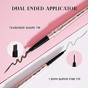 Music Flower Eyebrow Pencil Double Ended, Waterproof Natural Brow Enhancing Pen, Long lasting Eye Makeup, Pack of 1, Light Brown