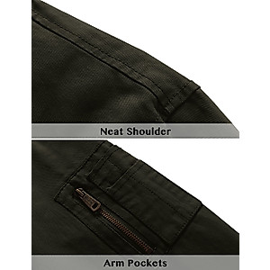 WenVen Men's Twill Cotton Casual Fashion Bomber Jacket Outerwear (Green, XL)