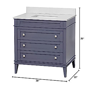 Eleanor 36-inch Bathroom Vanity (Quartz/Marine Gray): Includes Marine Gray Cabinet with Stunning Quartz Countertop and White Ceramic Sink