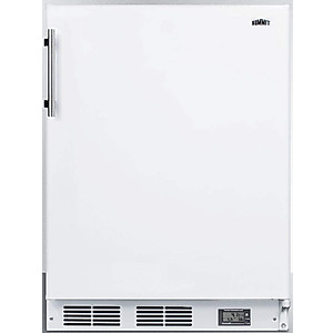 Summit Appliance BKRF661 Counter Height 24" Wide Break Room Refrigerator-Freezer in White with NIST Calibrated Thermometer, Cycle Defrost Adjustable Thermostat and High/Low Temperature Alarm