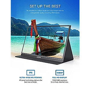 ARZOPA Portable Monitor, 15.6'' 1080P FHD Laptop Monitor USB C HDMI Computer Display HDR Eye Care External Screen w/Smart Cover for PC Mac Phone Xbox Switch PS5-S1 Table