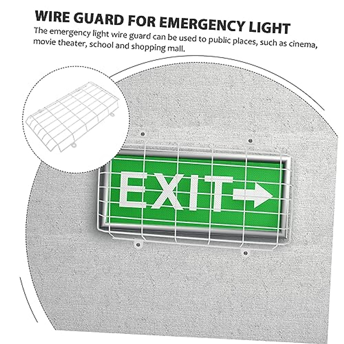 GAROZATION Exit Light Signal Signs Outdoor Emergency The Wire Exit Sign Damage Stopper Wire Exit Sign Cage Wire Guard Exit Sign Protective Cover Guards Protector Wall Gaurd Fixture White Iron