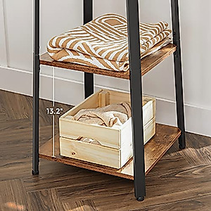 VASAGLE ALINRU Coat Rack with 3 Shelves, Stand with Hooks for Scarves, Bags and Umbrellas, Steel Frame, Industrial Style, Rustic Brown and Black ULCR80X