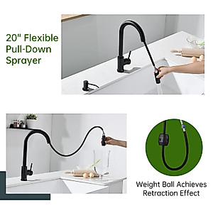 APPASO Black Kitchen Faucet with Soap Dispenser, Matte Black Kitchen Faucet with Pull Down Sprayer, 2-Mode Kitchen Sink Faucets Black, Modern Kitchen Faucet for RV/Bar Sink, Solid Stainless Steel