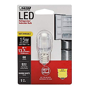 Feit Electric BPT7N/SU/LED Non-Dimmable Led Bulb, 15 W, 120 Vac, E17 (Intermediate) Base, Warm, 80 Lumens, White