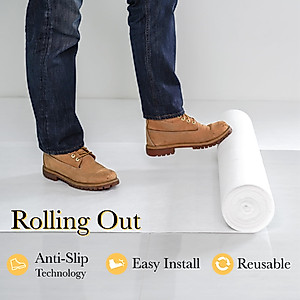 PAD 'N PROTECT Temporary Floor Protection 32in x 100ft (266.67 sqft.) Anti Slip/Pull, Paint/Waterproof, Reusable, Easy Applied with No Residue. Perfect for Construction, Movie Production, Etc.