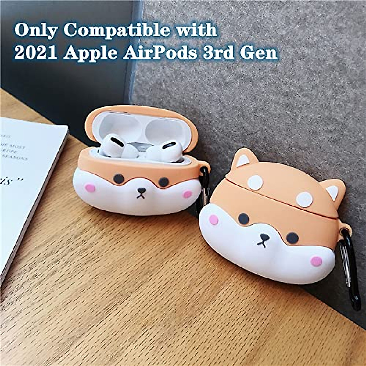 KAIJIA Cute Case for 2021 Apple AirPods 3rd Gen (Latest Model) with Keychain,Funny 3D Cartoon Animal Style Designed,Shockproof Silicone Protective Cover for Kids Girl Women Boy Teens Men (Corgi)