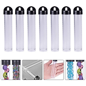 iplusmile 30 Pack Tube Container 0.85oz Clear Plastic Tube Bead Containers Liquid Containers with Black Screw-top Lid & Cylindrical Bottom, Easy to Stand and Place (Diameter 0.78"/ Length 4.13")