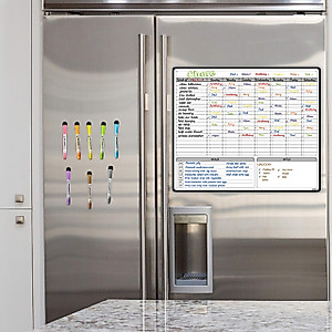 JJPRO Magnetic Dry Erase Chore Chart for Multiple Kids and Adults:Large Whiteboard16"x19"-Chore Kids,Calendar,Meal Board Notes All-in-One,Behavior Kids,Teenagers, White