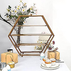 BalsaCircle 21-Inch Tall Gold 3 Tier Metal Hexagonal Cupcake Holder Dessert Display Stand Wedding Party Events Decorations Supplies