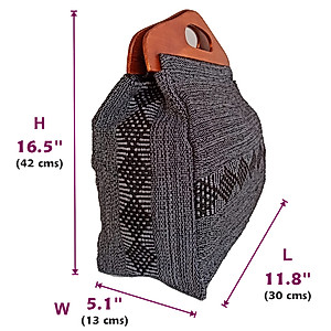 MEXICANDOO Authentic Mexican Handcrafted Woven Handbag for Women or Girls with Wooden Handles. Casual and Lightweight Purse (Black and White)