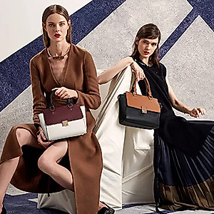 CLUCI Purse and Handbags for Women Vegan Faux Leather Designer Ladies Convertible Shoulder Bags Tote Top Handle Medium Satchel Beige with Brown