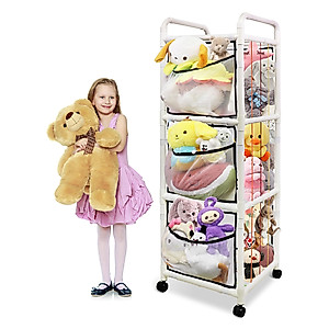 TopDirect Stuffed Animal Zoo Storage, Zoo Animals Toy Holder, Large Animal Cage Organizer Soft Toy Shelf Nursery Room Ball Storage, PVC with Elastic Band and Net for Nursery Play Room Bedroom