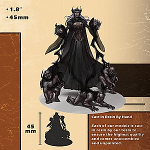 DUNGEON CRAFT Unpainted Miniatures, Compatible with DND, RPG, Tabletop Games, Roleplaying Figures for Your Dungeons & Dragons Quest, Mini Gaming Action Figures (Alenthriel- Mistress of Brutality)