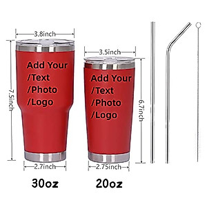 Personalized Photo 20oz 30oz Stainless Steel Tumbler,Custom Coffee Tumbler Cup With Lid And Strawstraw Vacuum Insulated With Text Photo Logo (PERSONALIZED)