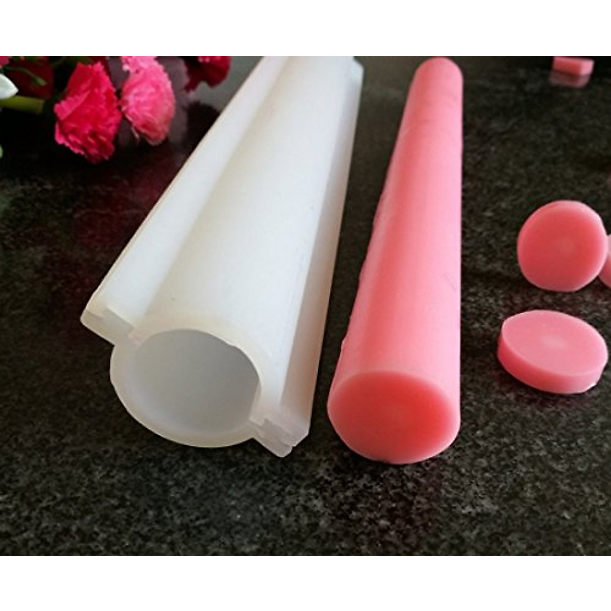 Justfund Round Shape Tube Column Silicone Soap/Candle Mold Embed Soap Making Supplies Tool Dia. 1inch