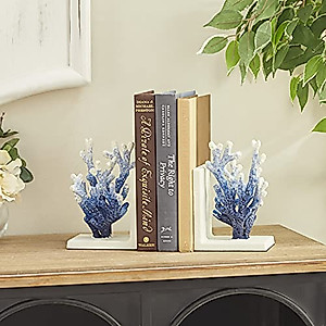 Deco 79 Metal Coral Ombre Bookends, Set of 2 4"W, 7"H, Blue