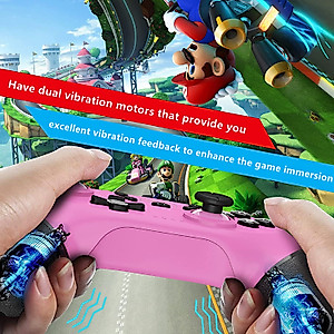 Rzzhgzq [2024 New Version] Wireless Controller for Switch/Switch Lite,Pink Switch Pro Controller Gamepad Joypad Remote with Gyro Axis, Turbo and Adjustable Dual Shock Wireless Controller for Girl