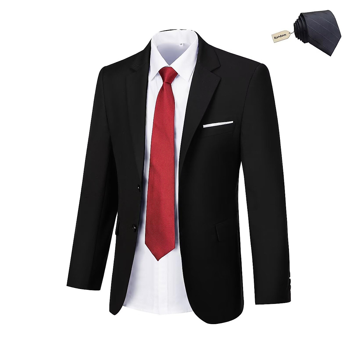 Black Blazer for Men Slim Fit Mens Sport Coat Two Button Solid Color Jacket Blazer Suit for Business Casual L