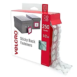 VELCRO Brand Dots with Adhesive | 250pk, White | Small 1/2 Inch Circles | Sticky Back Round Dots for Secure Mounting in Office, School or Home (VEL-30867-AMS)