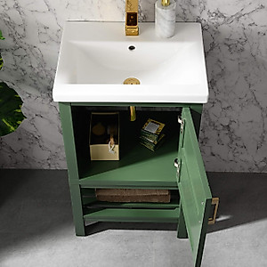 UrbanFurnishing.net Bailey 20" Single Bathroom Vanity with Porcelain Top - Green