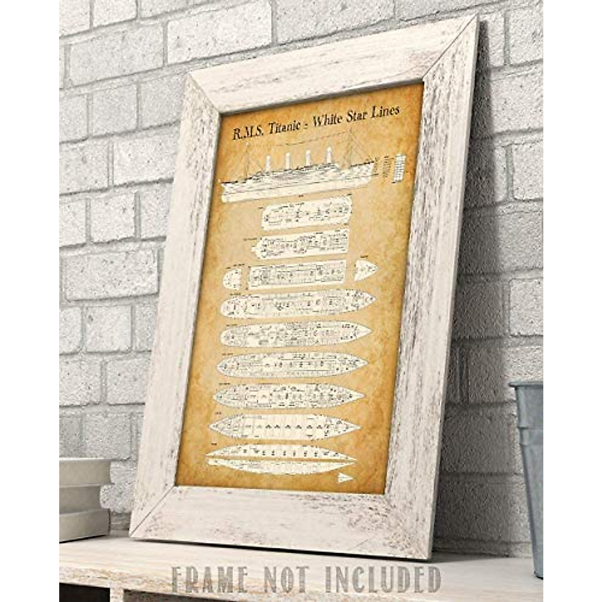 R. M. S. Titanic - White Star Lines Deck Plan - 11x14 Unframed Patent Print - Great Gift and Decor for History and Cruise Ship Buffs Under $15