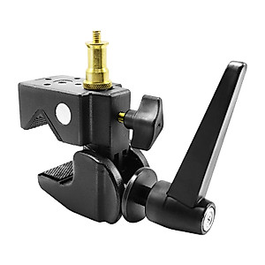 LimoStudio [1 Pack] Super Clamp with Standard Metal Stud 1/4" & 3/8" Screw for Photo Video Studio, Multi Purpose Use, AGG1108
