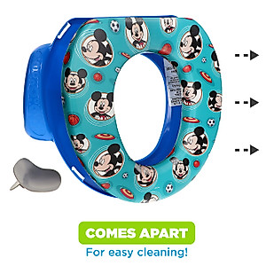 Disney Mickey Mouse 2 Piece Sports Essential Potty Training Set - Soft Potty Seat, Step Stool, 15" D x 11" W x 10" H