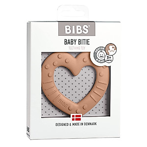 BIBS Baby Bitie Teether | BPA Free | Made in Denmark, Heart, Peach