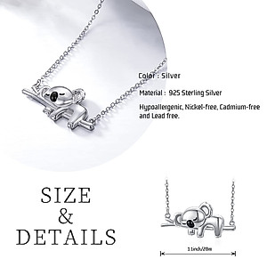 JUSTKIDSTOY Koala Necklace 925 Sterling Silver Cute Animal Koala Bear Jewelry Koala Gifts for Women Animal Lovers